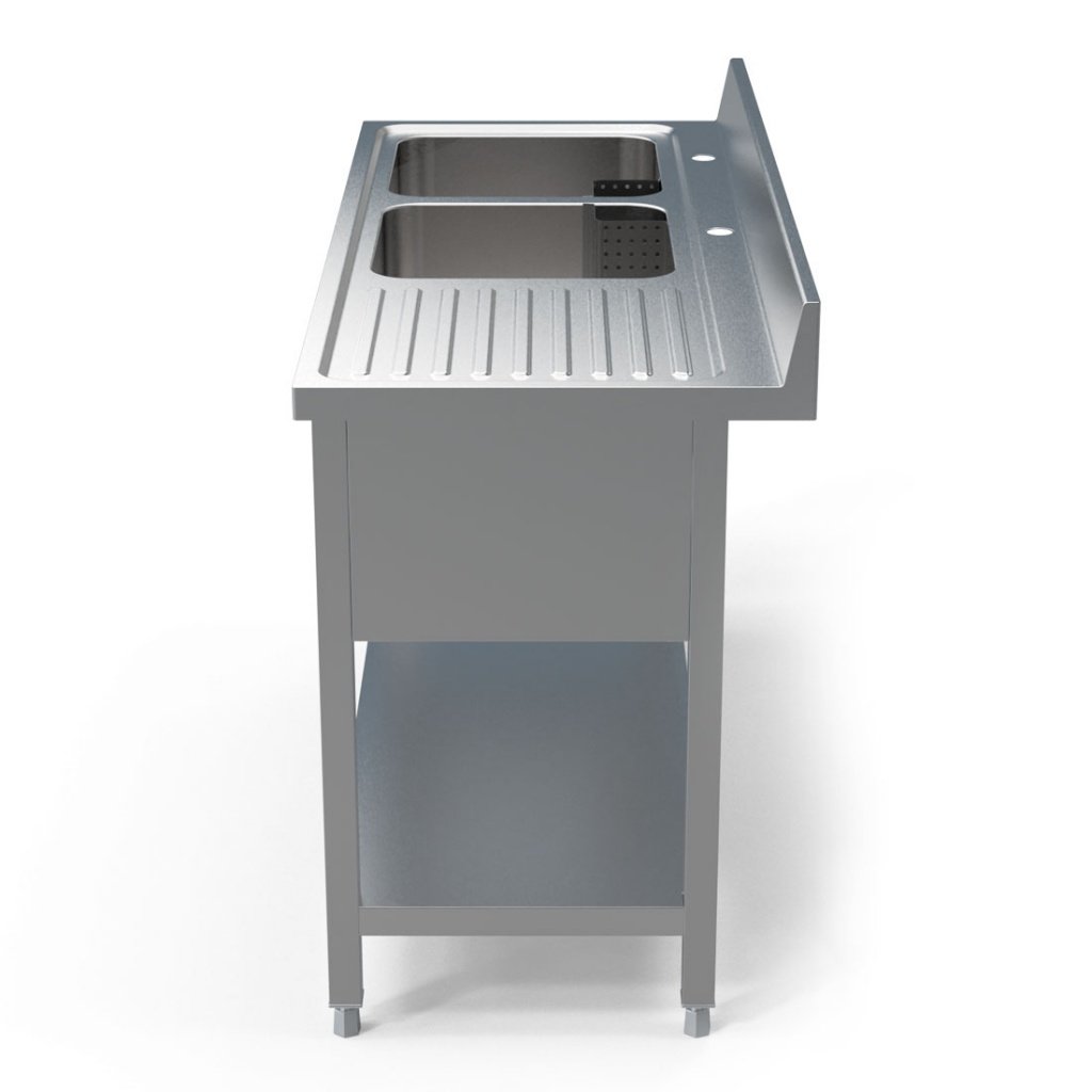 1400mm Wide Stainless Steel Double Bowl Sink Right Hand Drainer – 1400 ...